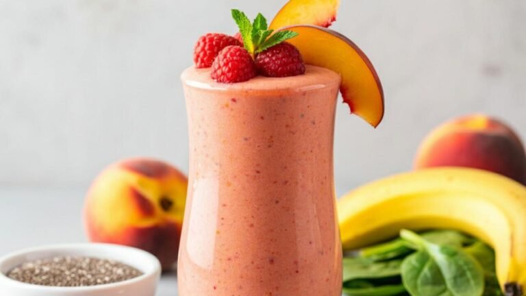 Raspberry Peach Smoothie Recipe - Refreshing & Healthy Summer Drink!